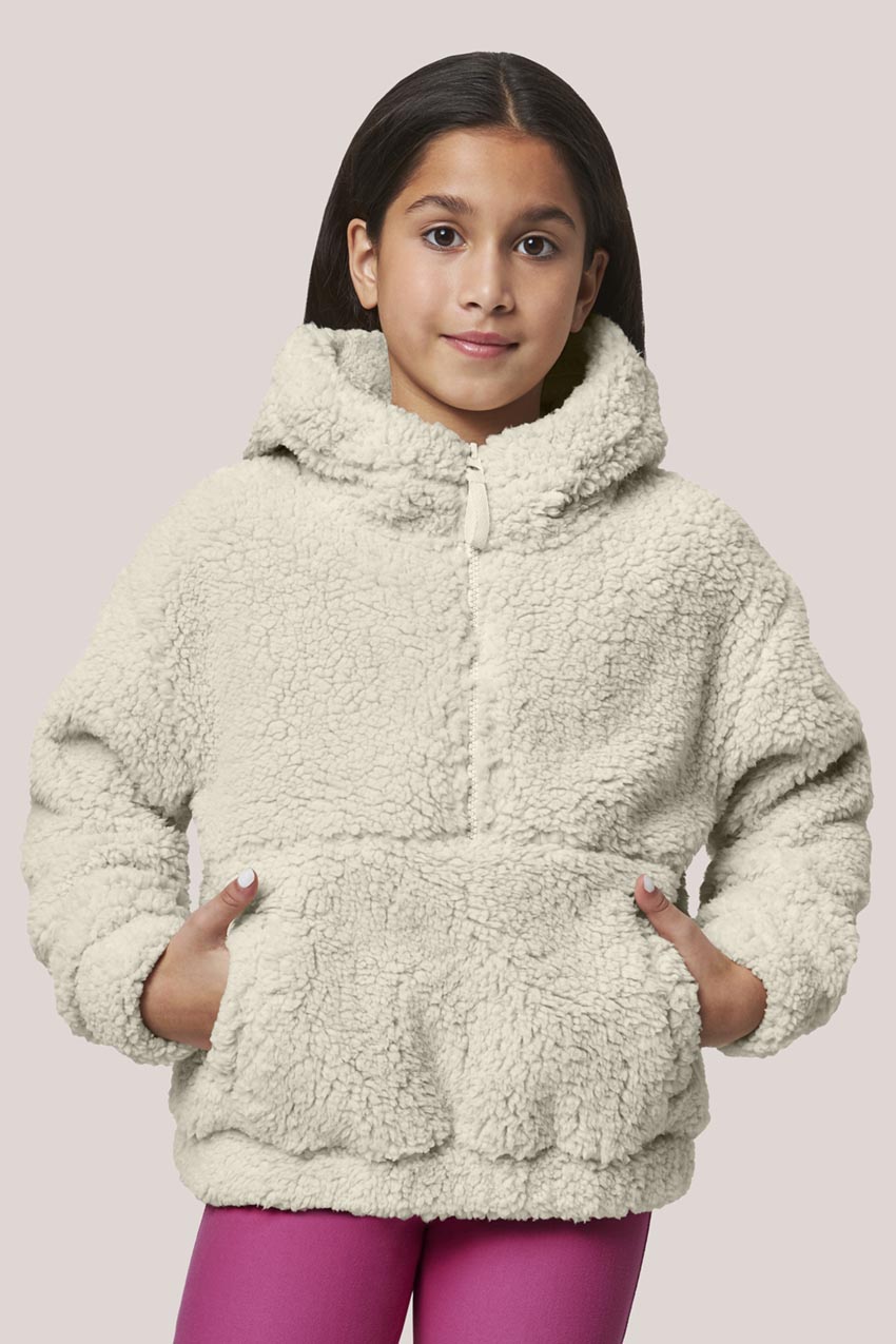 Girls’ Long Sleeve Sherpa Half-Zip Pullover - Beige | Mondetta